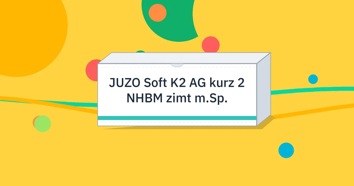 Symbolbild: Packung mit der Aufschrift JUZO Soft K2 AG kurz 2 NHBM zimt m.Sp. (PZN 15020037) – Verfügbarkeit und Bezug in Apotheken in Frankfurt am Main