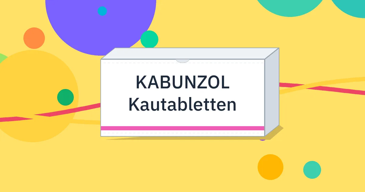 Symbolbild: Packung mit der Aufschrift KABUNZOL Kautabletten (PZN 15437286) – Verfügbarkeit und Bezug in Apotheken in Frankfurt am Main
