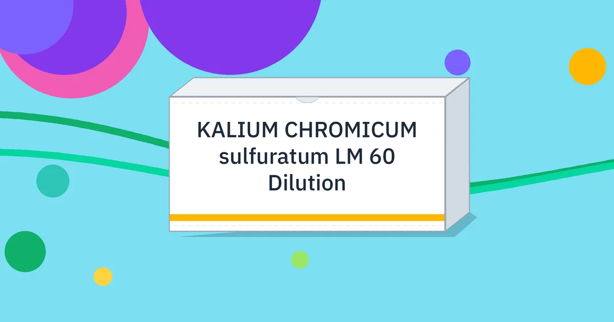 Symbolbild: Packung mit der Aufschrift KALIUM CHROMICUM sulfuratum LM 60 Dilution (PZN 12919926) – Verfügbarkeit und Bezug in Apotheken in Frankfurt am Main