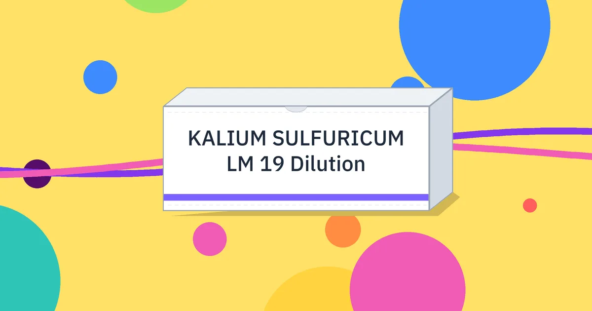 Symbolbild: Packung mit der Aufschrift KALIUM SULFURICUM LM 19 Dilution (PZN 12926375) – Verfügbarkeit und Bezug in Apotheken in Frankfurt am Main