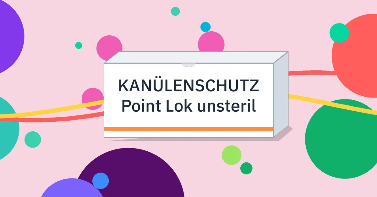 Symbolbild: Packung mit der Aufschrift KANÜLENSCHUTZ Point Lok unsteril (PZN 06447067) – Verfügbarkeit und Bezug in Apotheken in Frankfurt am Main