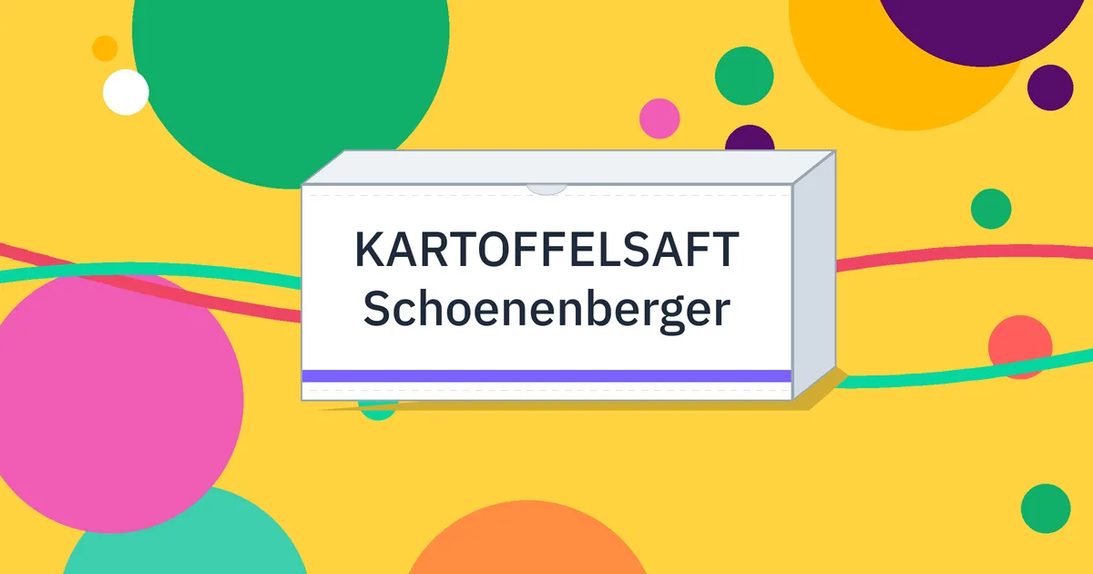 Symbolbild: Packung mit der Aufschrift KARTOFFELSAFT Schoenenberger (PZN 00692179) – Verfügbarkeit und Bezug in Apotheken in Frankfurt am Main