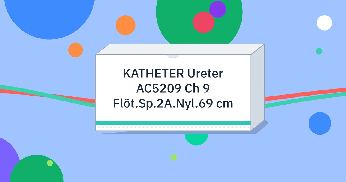 Symbolbild: Packung mit der Aufschrift KATHETER Ureter AC5209 Ch 9 Flöt.Sp.2A.Nyl.69 cm (PZN 01588366) – Verfügbarkeit und Bezug in Apotheken in Frankfurt am Main