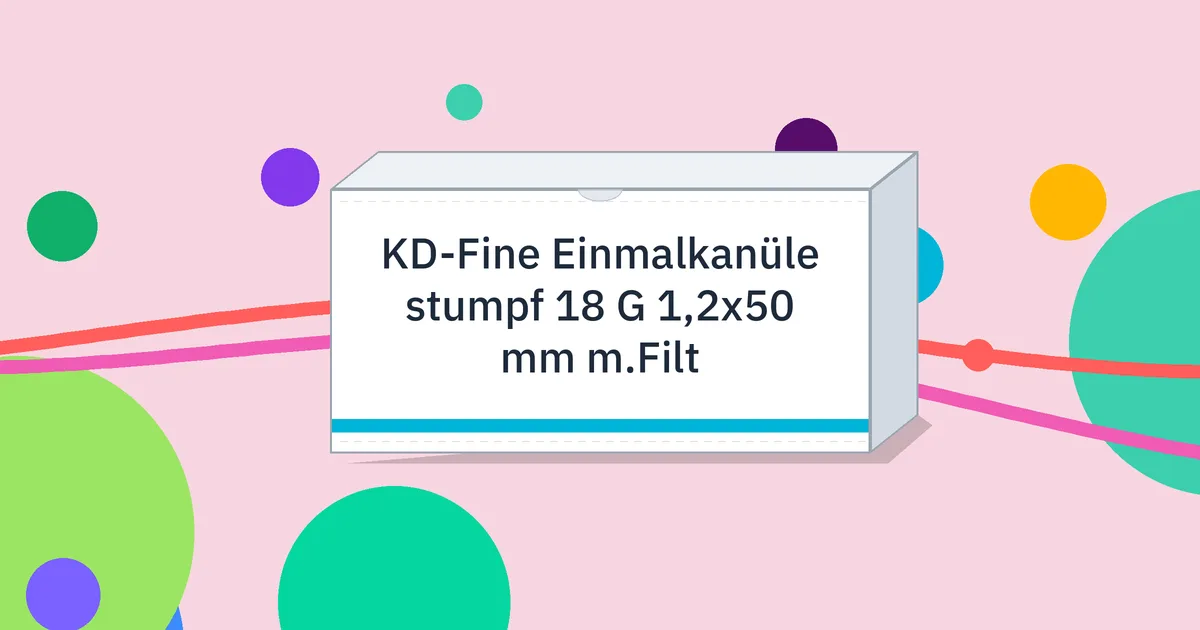 Symbolbild: Packung mit der Aufschrift KD-Fine Einmalkanüle stumpf 18 G 1,2x50 mm m.Filt (PZN 20385137) – Verfügbarkeit und Bezug in Apotheken in Frankfurt am Main