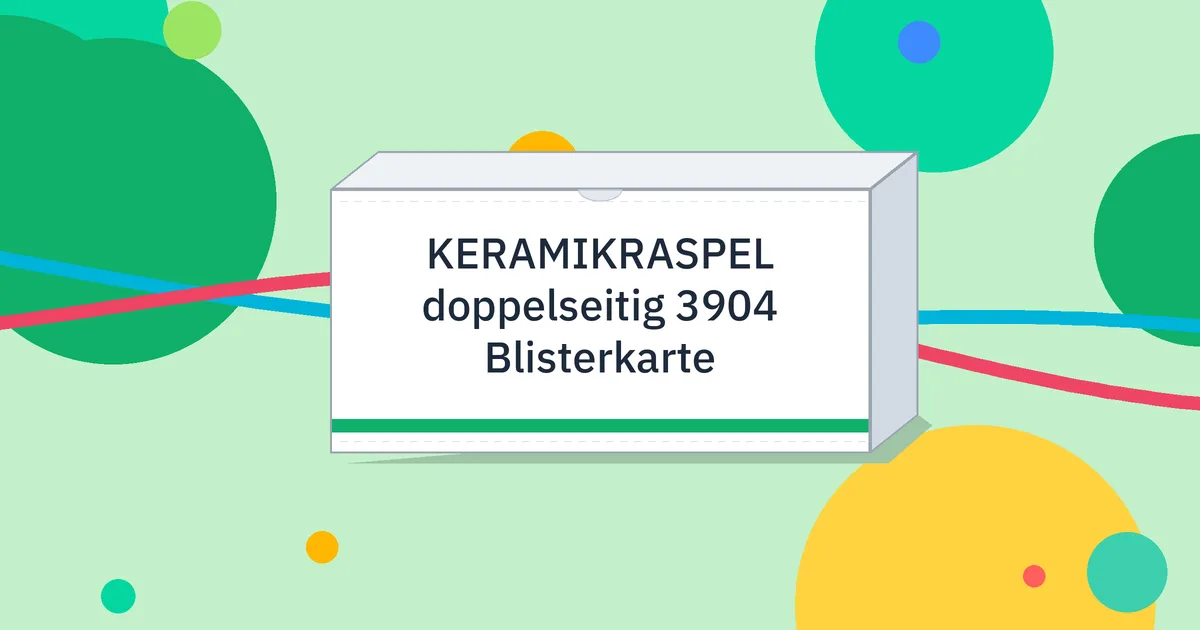 Symbolbild: Packung mit der Aufschrift KERAMIKRASPEL doppelseitig 3904 Blisterkarte (PZN 00945781) – Verfügbarkeit und Bezug in Apotheken in Frankfurt am Main