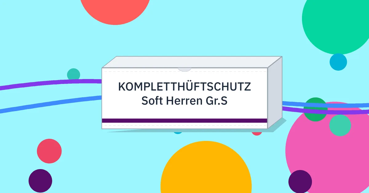 Symbolbild: Packung mit der Aufschrift KOMPLETTHÜFTSCHUTZ Soft Herren Gr.S (PZN 09295899) – Verfügbarkeit und Bezug in Apotheken in Frankfurt am Main