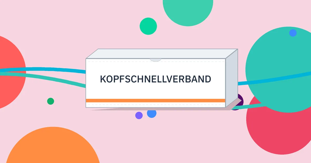Symbolbild: Packung mit der Aufschrift KOPFSCHNELLVERBAND (PZN 03232981) – Verfügbarkeit und Bezug in Apotheken in Frankfurt am Main