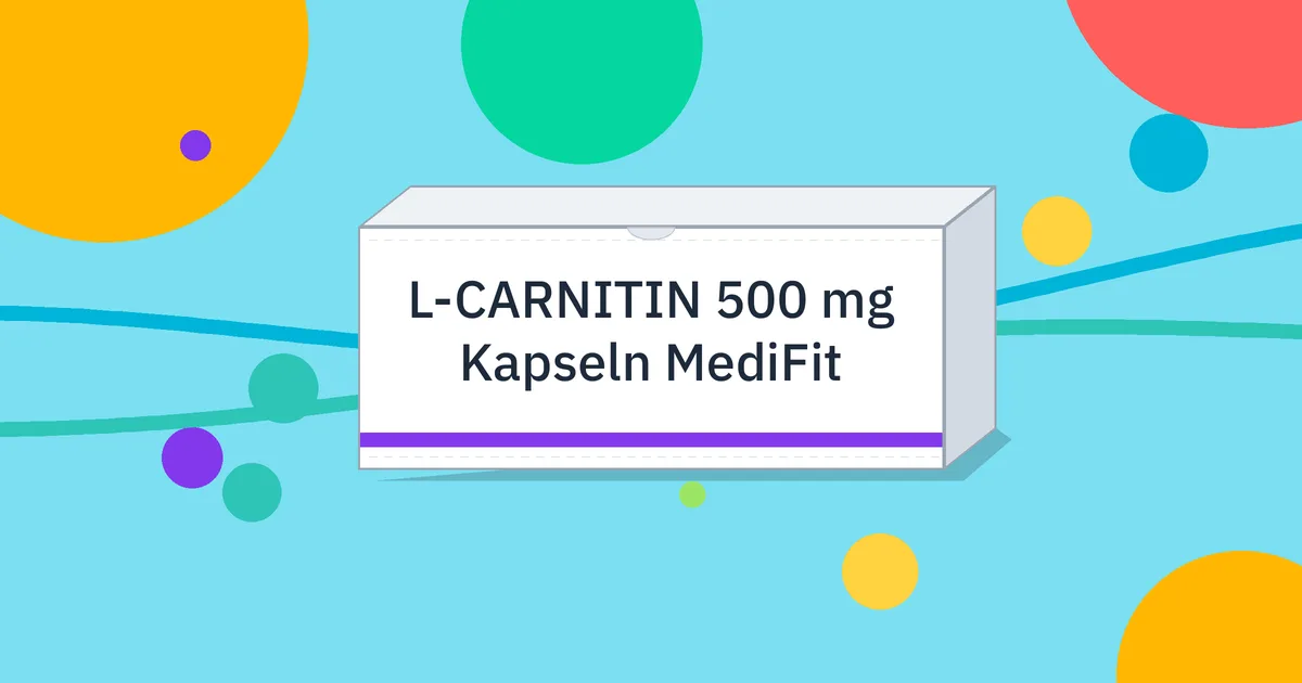Symbolbild: Packung mit der Aufschrift L-CARNITIN 500 mg Kapseln MediFit (PZN 19282142) – Verfügbarkeit und Bezug in Apotheken in Frankfurt am Main