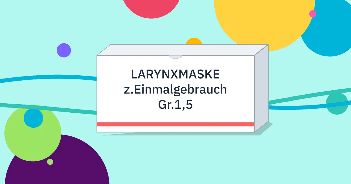 Symbolbild: Packung mit der Aufschrift LARYNXMASKE z.Einmalgebrauch Gr.1,5 (PZN 05749895) – Verfügbarkeit und Bezug in Apotheken in Frankfurt am Main