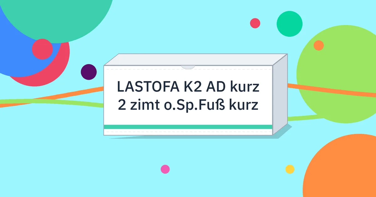 Symbolbild: Packung mit der Aufschrift LASTOFA K2 AD kurz 2 zimt o.Sp.Fuß kurz (PZN 13799855) – Verfügbarkeit und Bezug in Apotheken in Frankfurt am Main