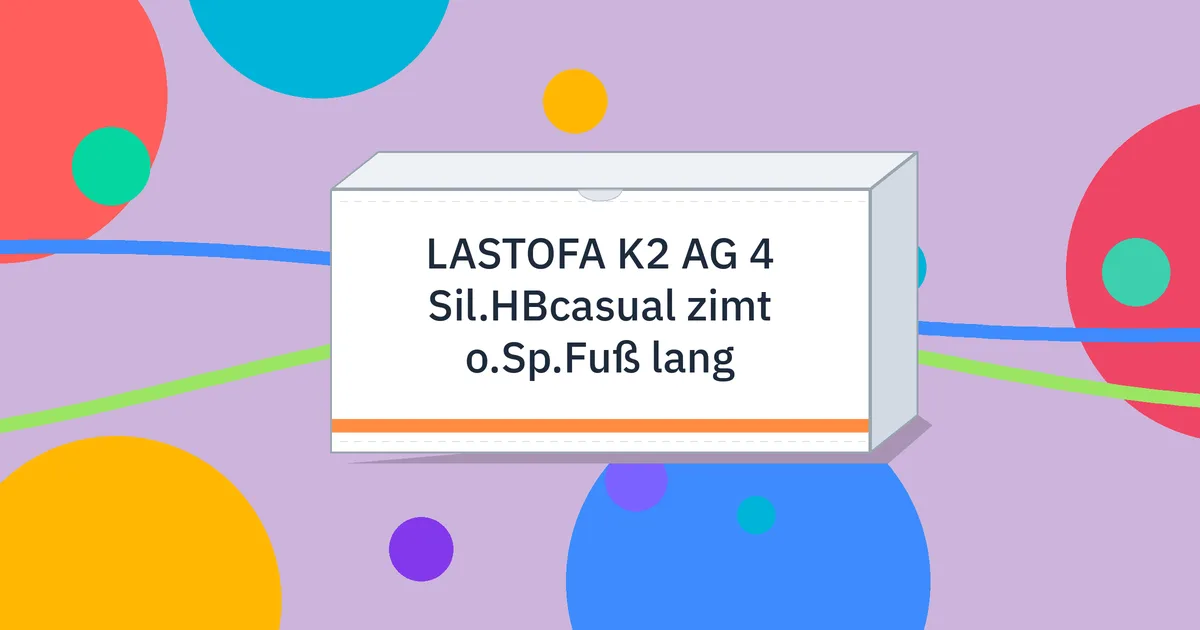 Symbolbild: Packung mit der Aufschrift LASTOFA K2 AG 4 Sil.HBcasual zimt o.Sp.Fuß lang (PZN 14149929) – Verfügbarkeit und Bezug in Apotheken in Frankfurt am Main