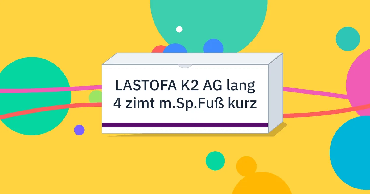 Symbolbild: Packung mit der Aufschrift LASTOFA K2 AG lang 4 zimt m.Sp.Fuß kurz (PZN 13805076) – Verfügbarkeit und Bezug in Apotheken in Frankfurt am Main