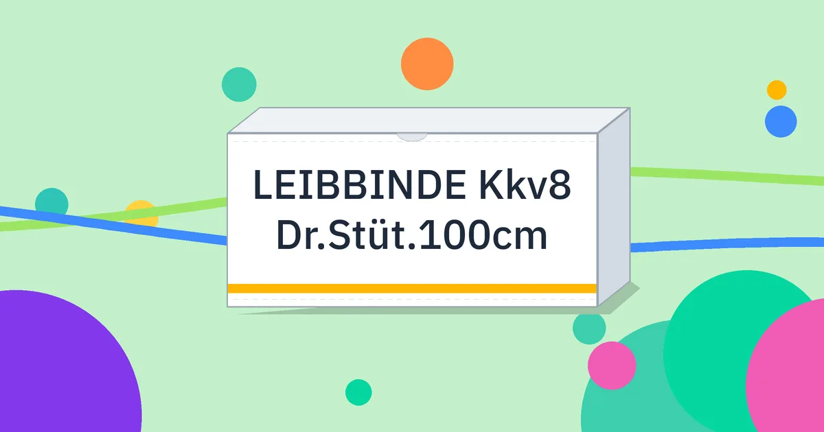Symbolbild: Packung mit der Aufschrift LEIBBINDE Kkv8 Dr.Stüt.100cm (PZN 01732283) – Verfügbarkeit und Bezug in Apotheken in Frankfurt am Main