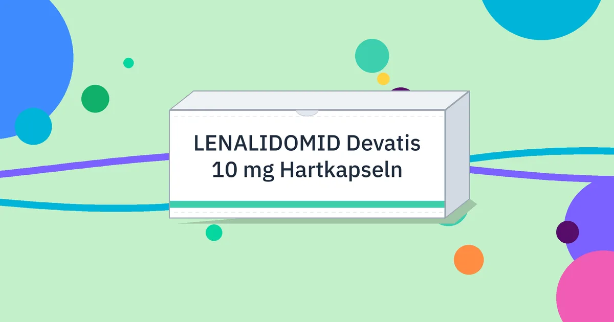 Symbolbild: Packung mit der Aufschrift LENALIDOMID Devatis 10 mg Hartkapseln (PZN 17490959) – Verfügbarkeit und Bezug in Apotheken in Frankfurt am Main