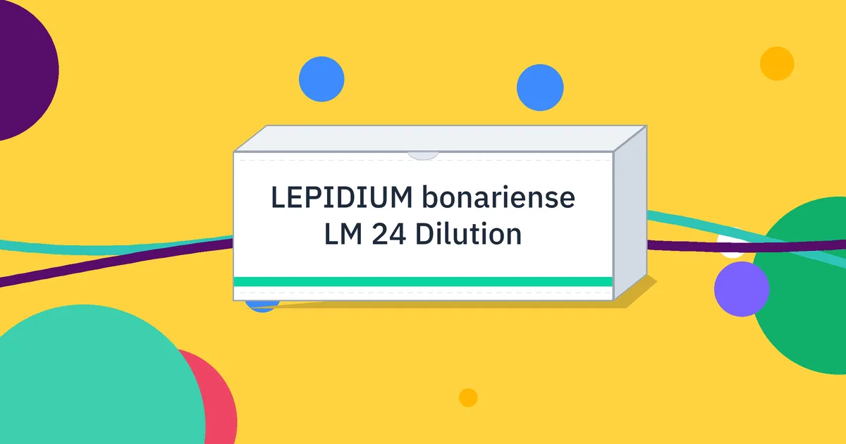 Symbolbild: Packung mit der Aufschrift LEPIDIUM bonariense LM 24 Dilution (PZN 13526502) – Verfügbarkeit und Bezug in Apotheken in Frankfurt am Main
