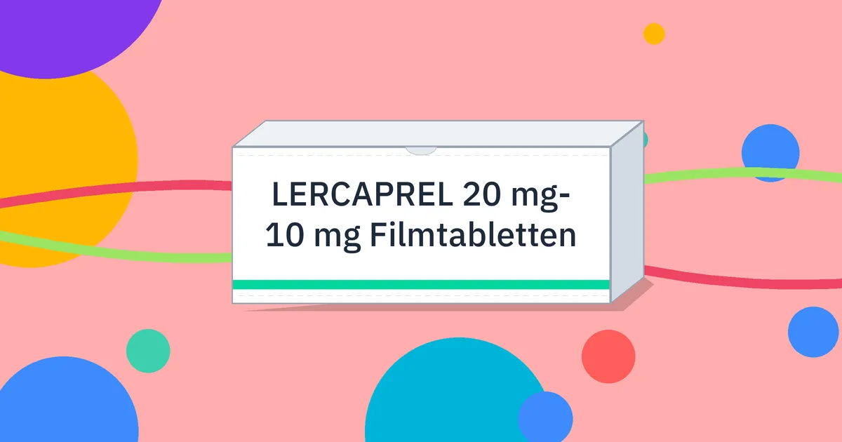 Symbolbild: Packung mit der Aufschrift LERCAPREL 20 mg-10 mg Filmtabletten (PZN 10118234) – Verfügbarkeit und Bezug in Apotheken in Frankfurt am Main