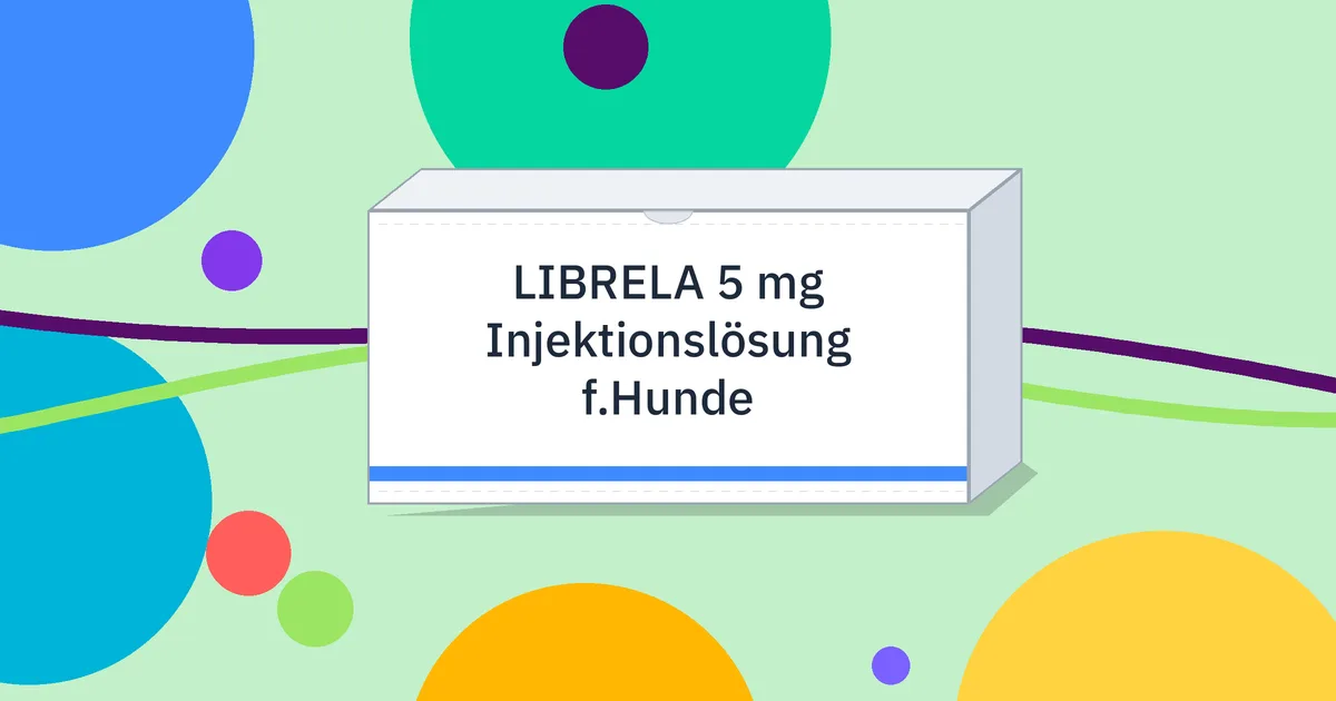 Symbolbild: Packung mit der Aufschrift LIBRELA 5 mg Injektionslösung f.Hunde (PZN 17517598) – Verfügbarkeit und Bezug in Apotheken in Frankfurt am Main