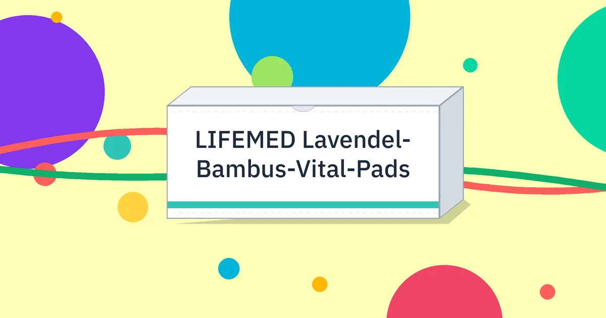 Symbolbild: Packung mit der Aufschrift LIFEMED Lavendel-Bambus-Vital-Pads (PZN 19154964) – Verfügbarkeit und Bezug in Apotheken in Frankfurt am Main