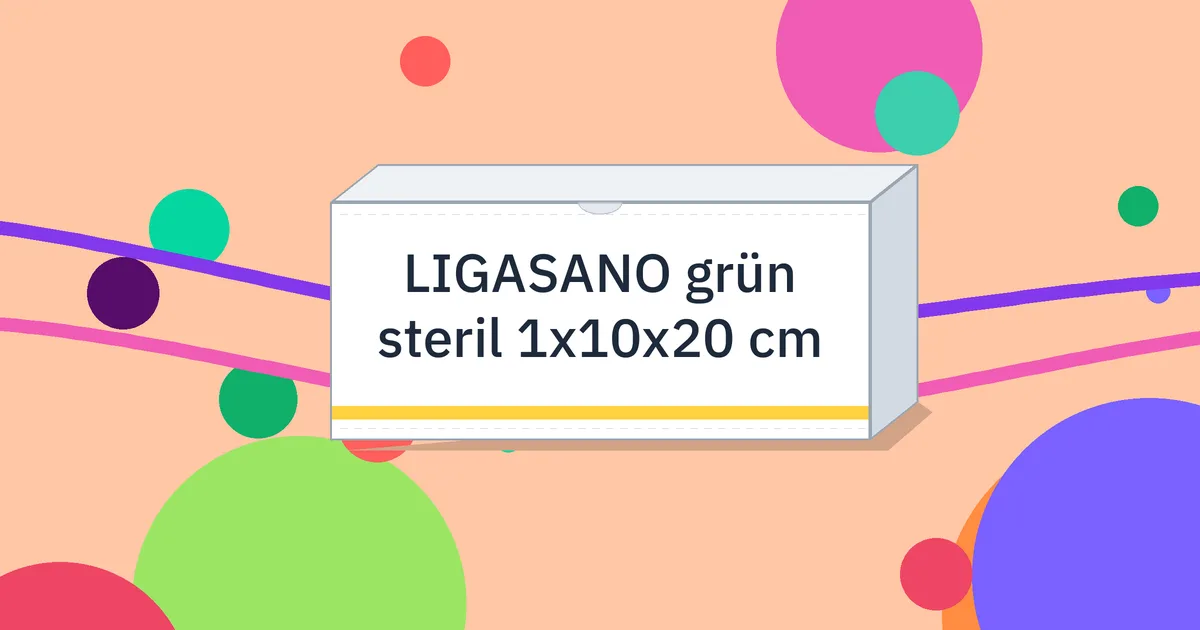 Symbolbild: Packung mit der Aufschrift LIGASANO grün steril 1x10x20 cm (PZN 20372695) – Verfügbarkeit und Bezug in Apotheken in Frankfurt am Main