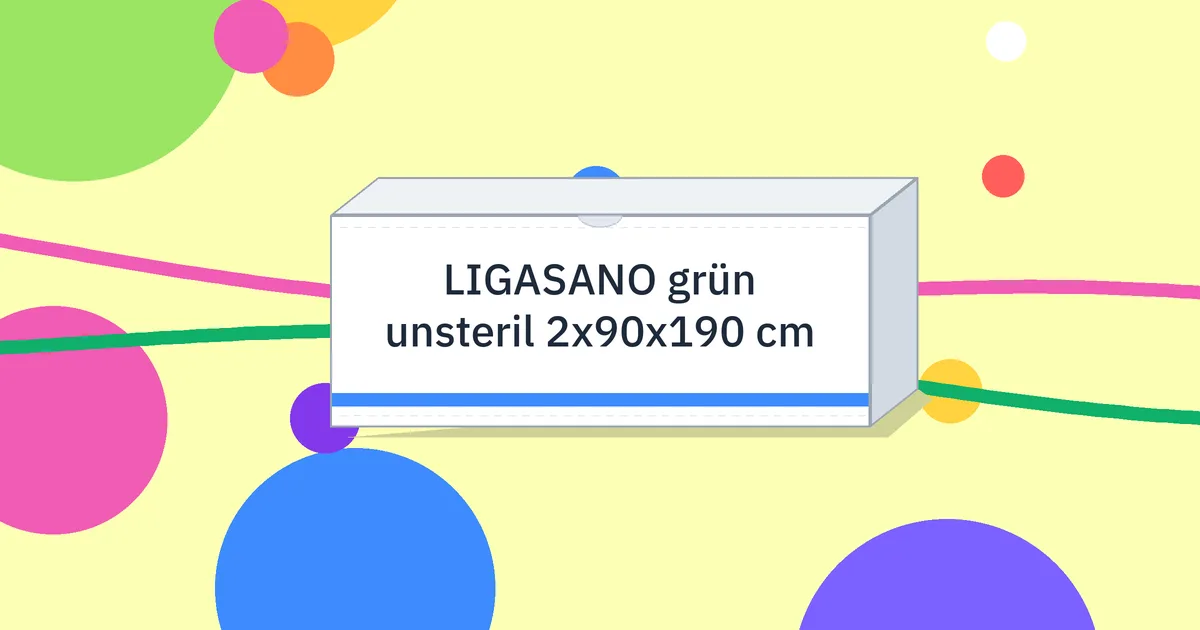 Symbolbild: Packung mit der Aufschrift LIGASANO grün unsteril 2x90x190 cm (PZN 17251781) – Verfügbarkeit und Bezug in Apotheken in Frankfurt am Main