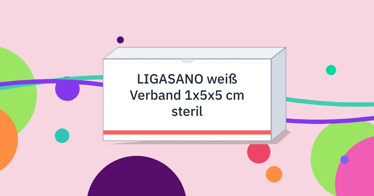 Symbolbild: Packung mit der Aufschrift LIGASANO weiß Verband 1x5x5 cm steril (PZN 17251249) – Verfügbarkeit und Bezug in Apotheken in Frankfurt am Main