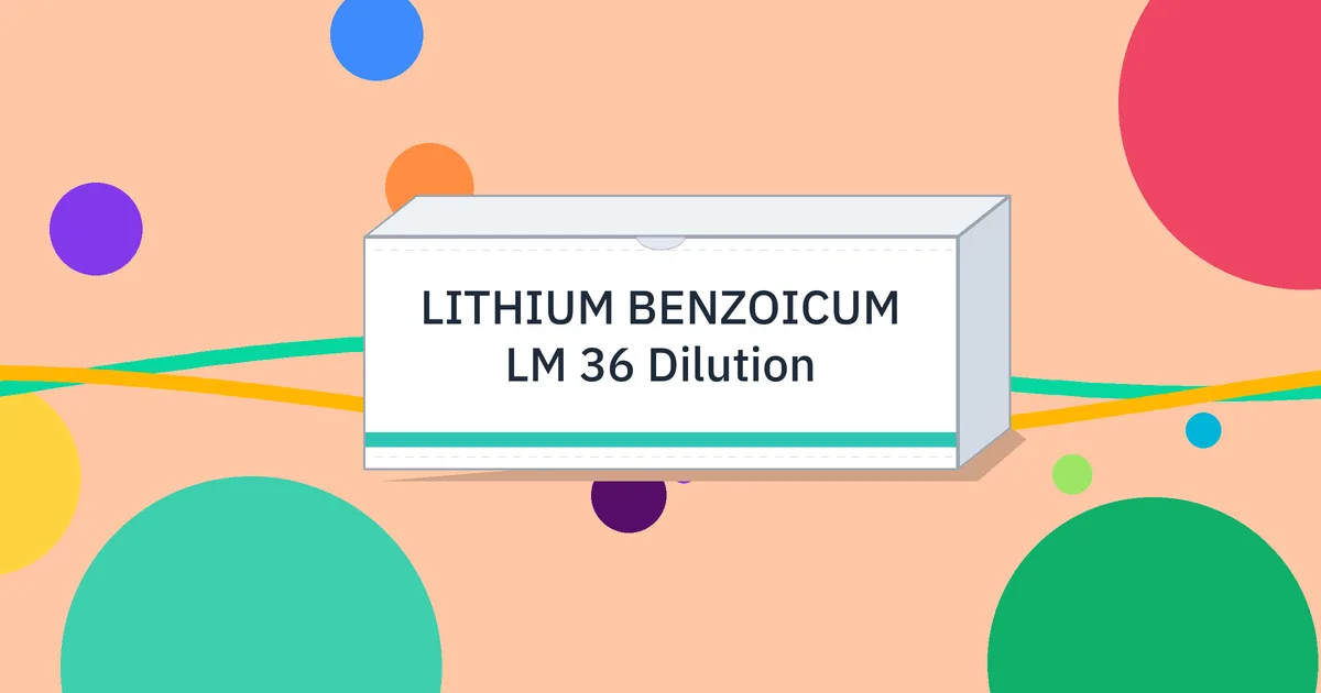 Symbolbild: Packung mit der Aufschrift LITHIUM BENZOICUM LM 36 Dilution (PZN 13531762) – Verfügbarkeit und Bezug in Apotheken in Frankfurt am Main