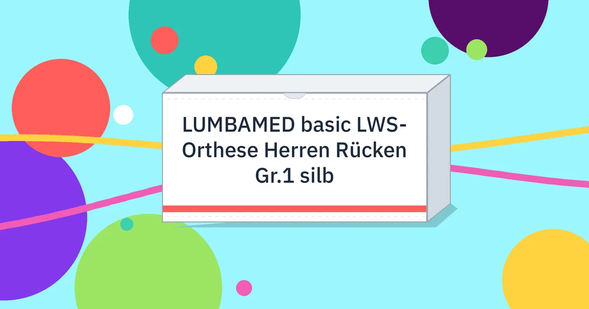 Symbolbild: Packung mit der Aufschrift LUMBAMED basic LWS-Orthese Herren Rücken Gr.1 silb (PZN 18827964) – Verfügbarkeit und Bezug in Apotheken in Frankfurt am Main
