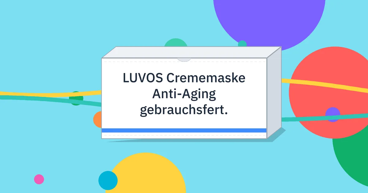 Symbolbild: Packung mit der Aufschrift LUVOS Crememaske Anti-Aging gebrauchsfert. (PZN 03169857) – Verfügbarkeit und Bezug in Apotheken in Frankfurt am Main