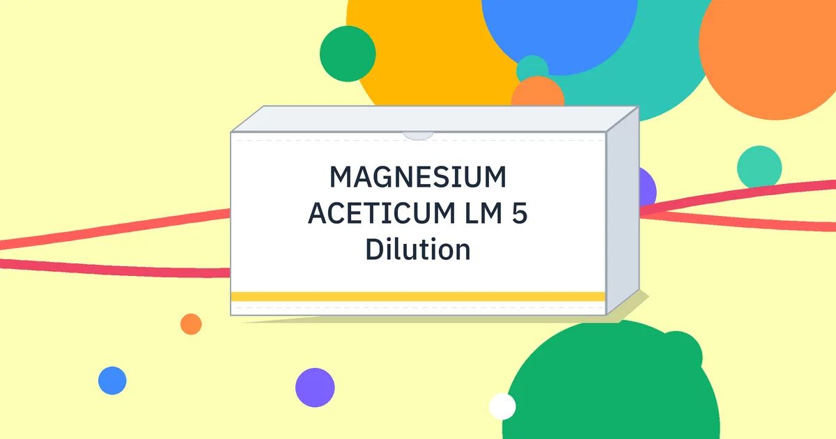 Symbolbild: Packung mit der Aufschrift MAGNESIUM ACETICUM LM 5 Dilution (PZN 12935552) – Verfügbarkeit und Bezug in Apotheken in Frankfurt am Main