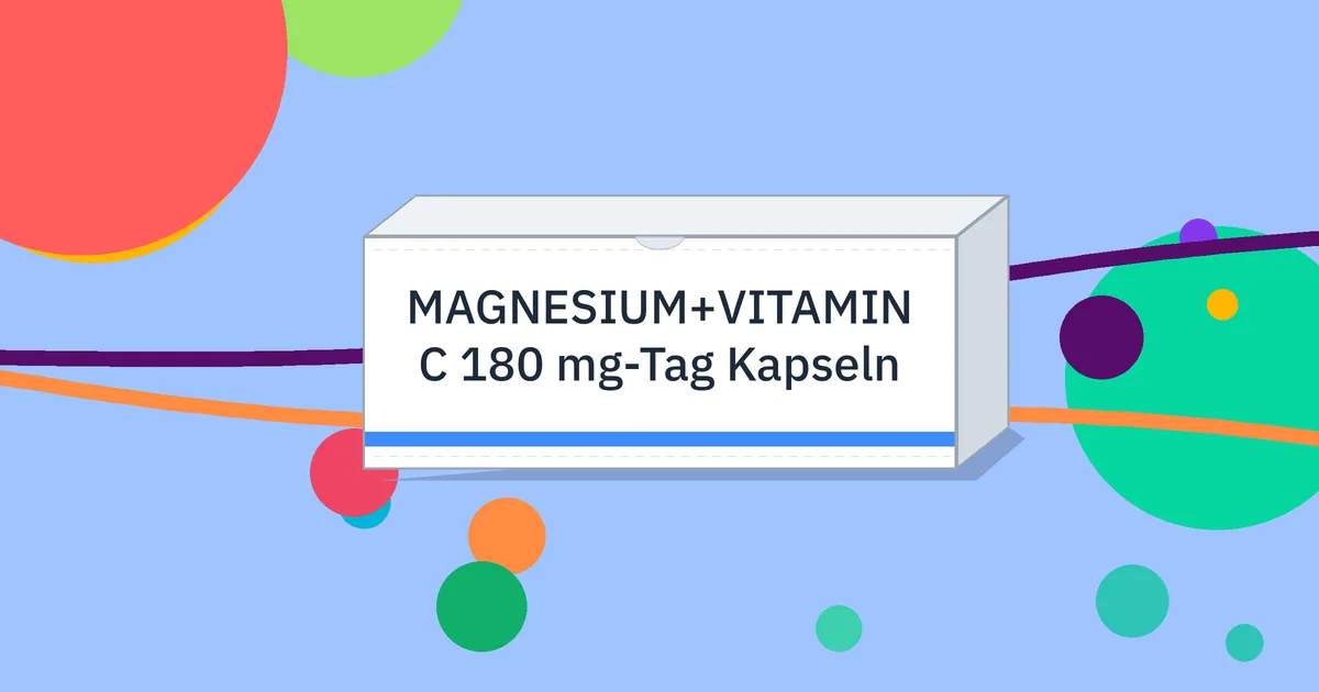 Symbolbild: Packung mit der Aufschrift MAGNESIUM+VITAMIN C 180 mg-Tag Kapseln (PZN 06861708) – Verfügbarkeit und Bezug in Apotheken in Frankfurt am Main