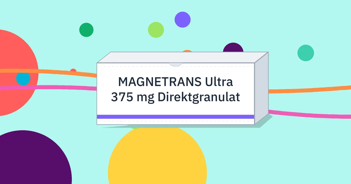 Symbolbild: Packung mit der Aufschrift MAGNETRANS Ultra 375 mg Direktgranulat (PZN 19909836) – Verfügbarkeit und Bezug in Apotheken in Frankfurt am Main