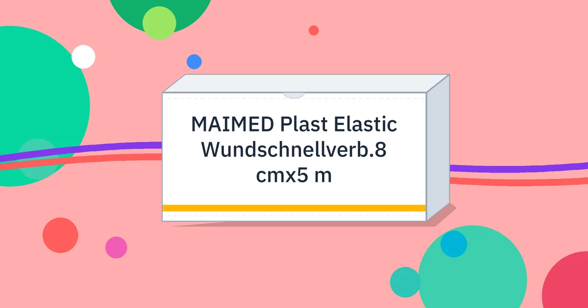 Symbolbild: Packung mit der Aufschrift MAIMED Plast Elastic Wundschnellverb.8 cmx5 m (PZN 18037966) – Verfügbarkeit und Bezug in Apotheken in Frankfurt am Main