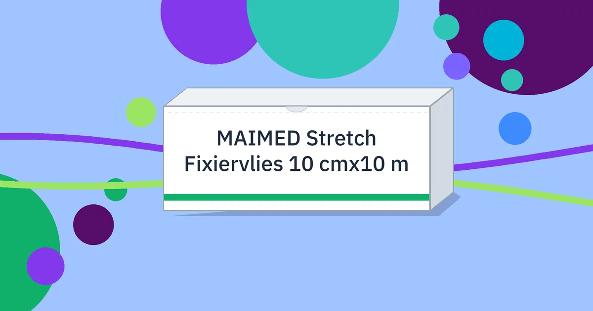 Symbolbild: Packung mit der Aufschrift MAIMED Stretch Fixiervlies 10 cmx10 m (PZN 04002711) – Verfügbarkeit und Bezug in Apotheken in Frankfurt am Main