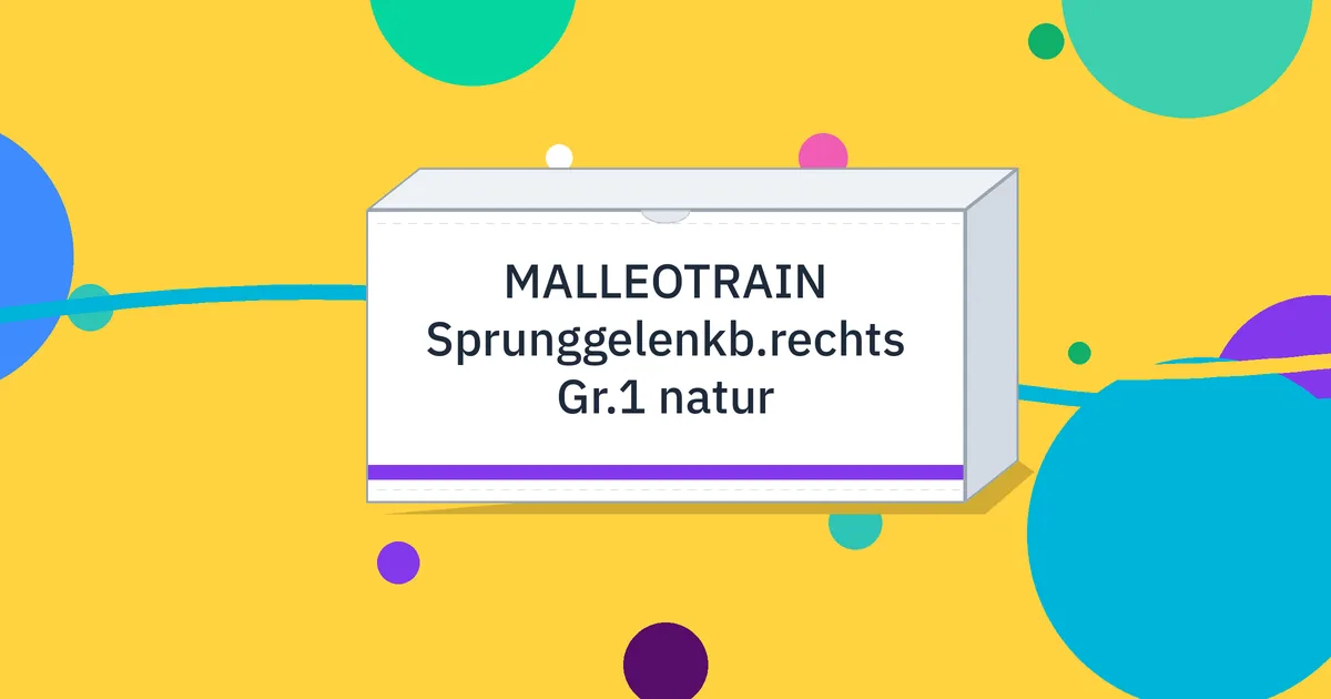 Symbolbild: Packung mit der Aufschrift MALLEOTRAIN Sprunggelenkb.rechts Gr.1 natur (PZN 01283690) – Verfügbarkeit und Bezug in Apotheken in Frankfurt am Main