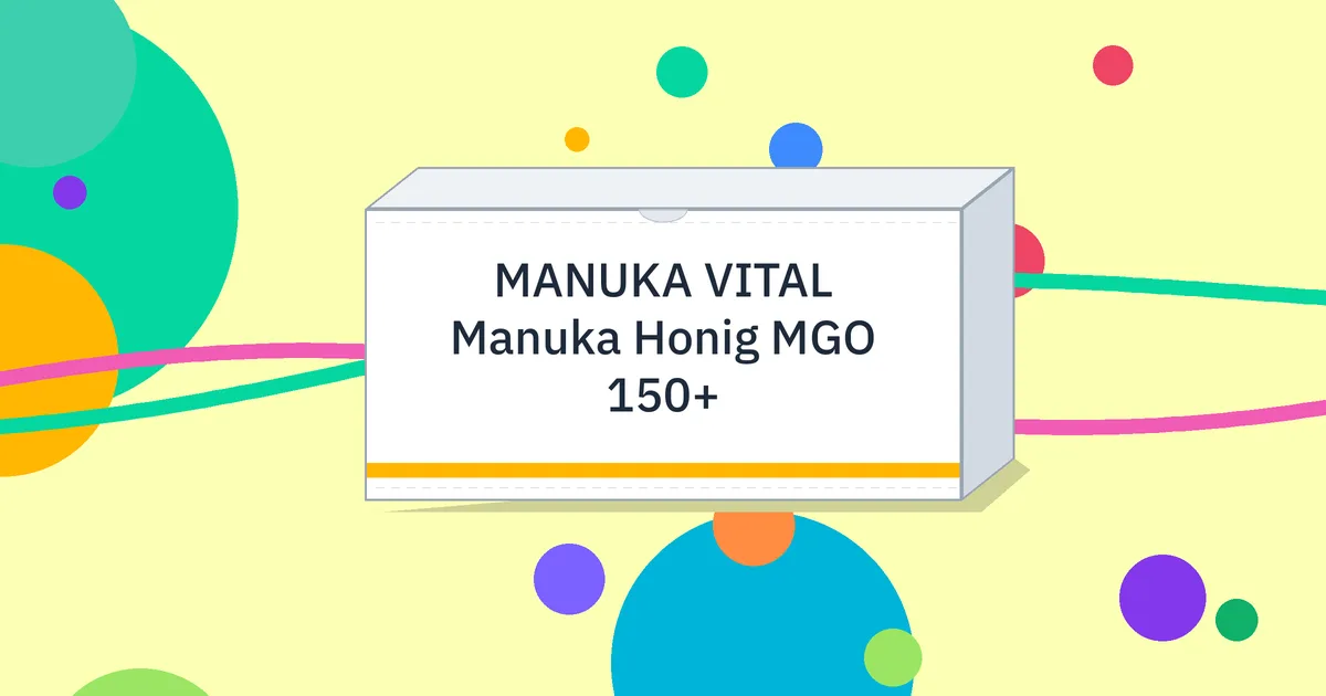 Symbolbild: Packung mit der Aufschrift MANUKA VITAL Manuka Honig MGO 150+ (PZN 20285737) – Verfügbarkeit und Bezug in Apotheken in Frankfurt am Main