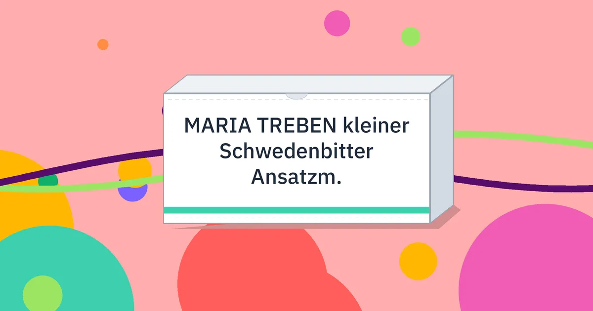 Symbolbild: Packung mit der Aufschrift MARIA TREBEN kleiner Schwedenbitter Ansatzm. (PZN 01554516) – Verfügbarkeit und Bezug in Apotheken in Frankfurt am Main