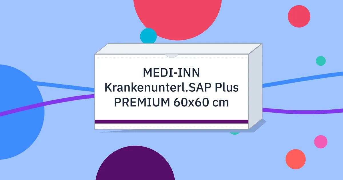 Symbolbild: Packung mit der Aufschrift MEDI-INN Krankenunterl.SAP Plus PREMIUM 60x60 cm (PZN 10188418) – Verfügbarkeit und Bezug in Apotheken in Frankfurt am Main