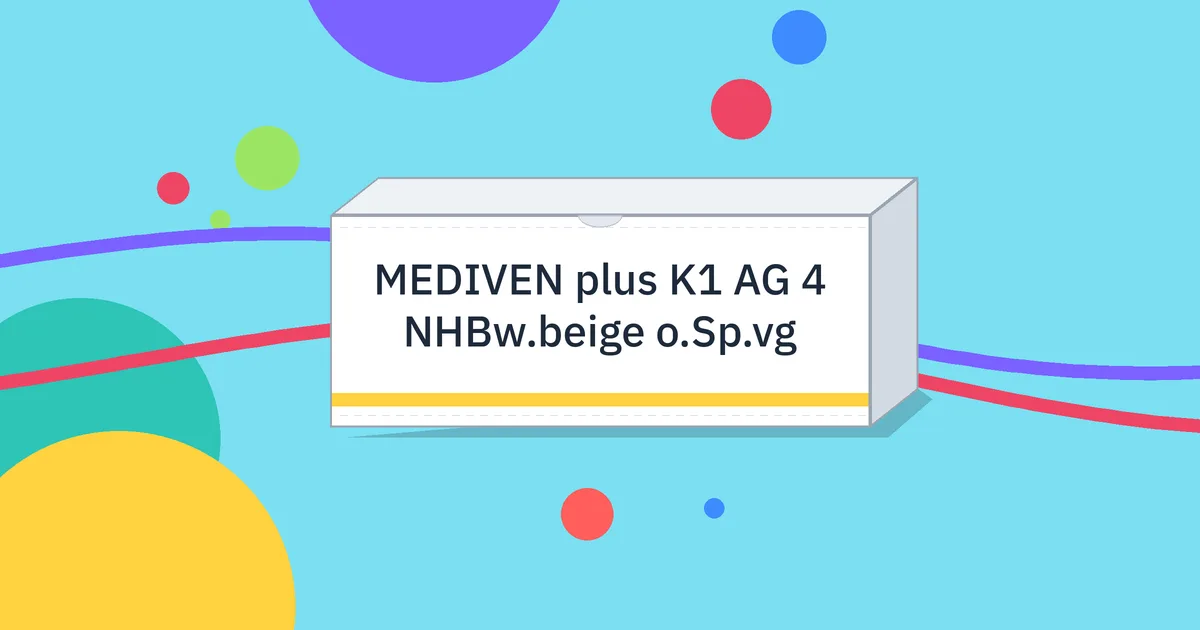 Symbolbild: Packung mit der Aufschrift MEDIVEN plus K1 AG 4 NHBw.beige o.Sp.vg (PZN 15924017) – Verfügbarkeit und Bezug in Apotheken in Frankfurt am Main