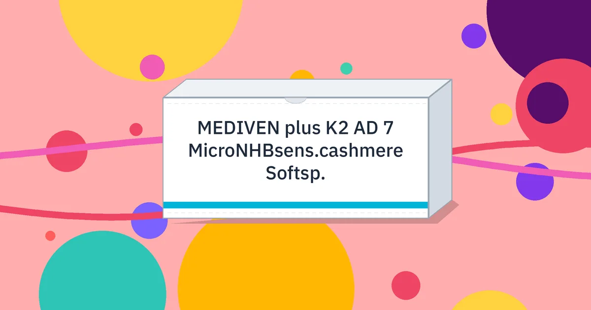 Symbolbild: Packung mit der Aufschrift MEDIVEN plus K2 AD 7 MicroNHBsens.cashmere Softsp. (PZN 15932502) – Verfügbarkeit und Bezug in Apotheken in Frankfurt am Main