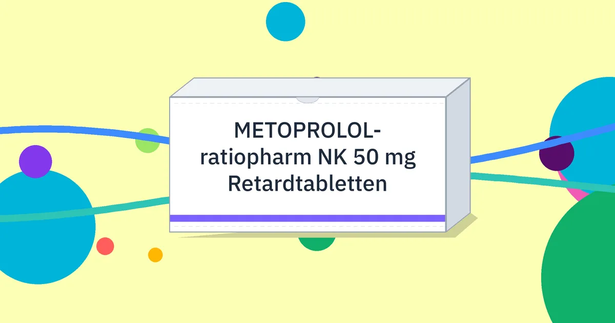 Symbolbild: Packung mit der Aufschrift METOPROLOL-ratiopharm NK 50 mg Retardtabletten (PZN 00997536) – Verfügbarkeit und Bezug in Apotheken in Frankfurt am Main