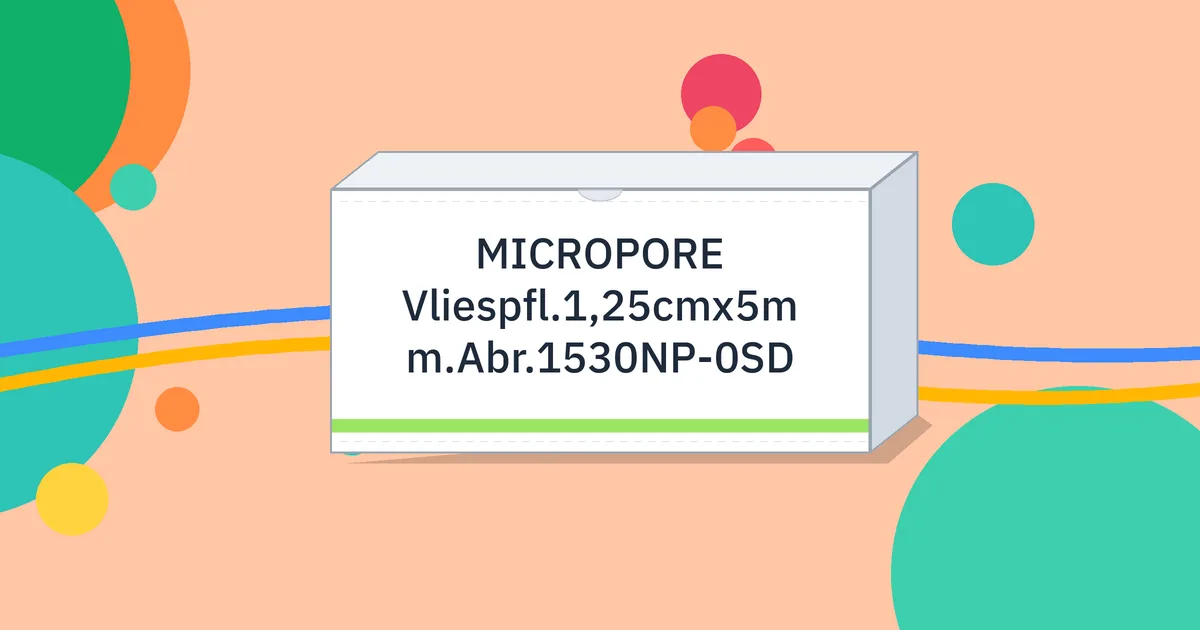 Symbolbild: Packung mit der Aufschrift MICROPORE Vliespfl.1,25cmx5m m.Abr.1530NP-0SD (PZN 06337930) – Verfügbarkeit und Bezug in Apotheken in Frankfurt am Main