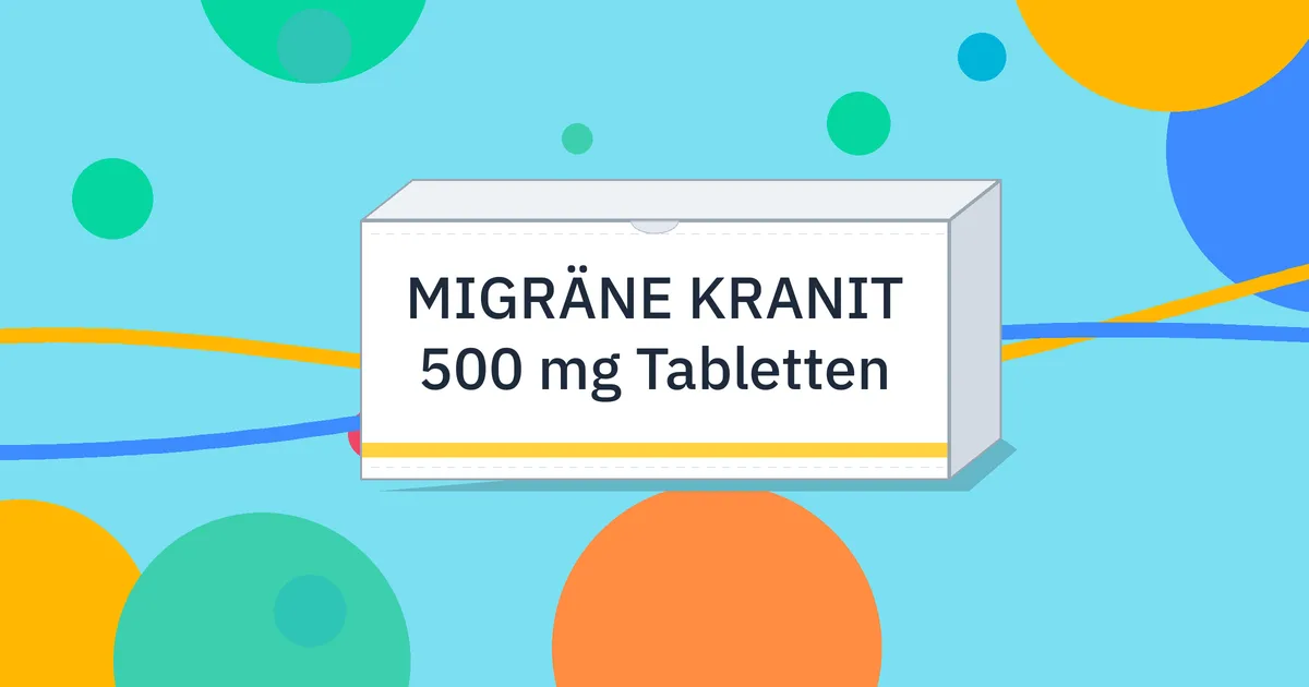 Symbolbild: Packung mit der Aufschrift MIGRÄNE KRANIT 500 mg Tabletten (PZN 03438010) – Verfügbarkeit und Bezug in Apotheken in Frankfurt am Main