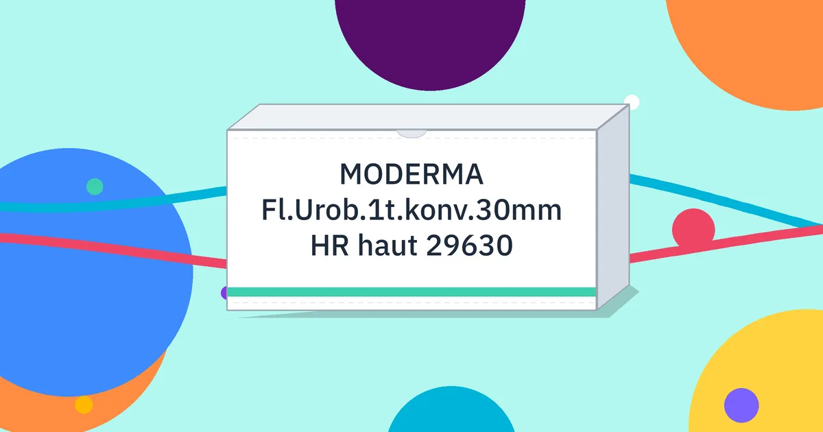 Symbolbild: Packung mit der Aufschrift MODERMA Fl.Urob.1t.konv.30mm HR haut 29630 (PZN 01413721) – Verfügbarkeit und Bezug in Apotheken in Frankfurt am Main