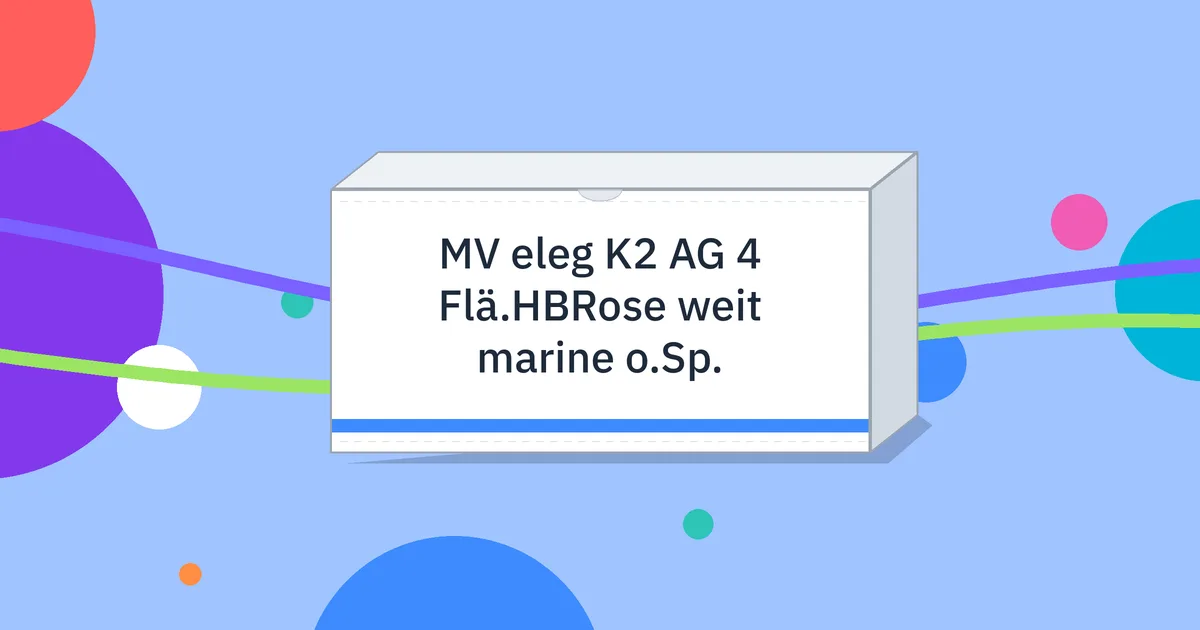 Symbolbild: Packung mit der Aufschrift MV eleg K2 AG 4 Flä.HBRose weit marine o.Sp. (PZN 15720881) – Verfügbarkeit und Bezug in Apotheken in Frankfurt am Main