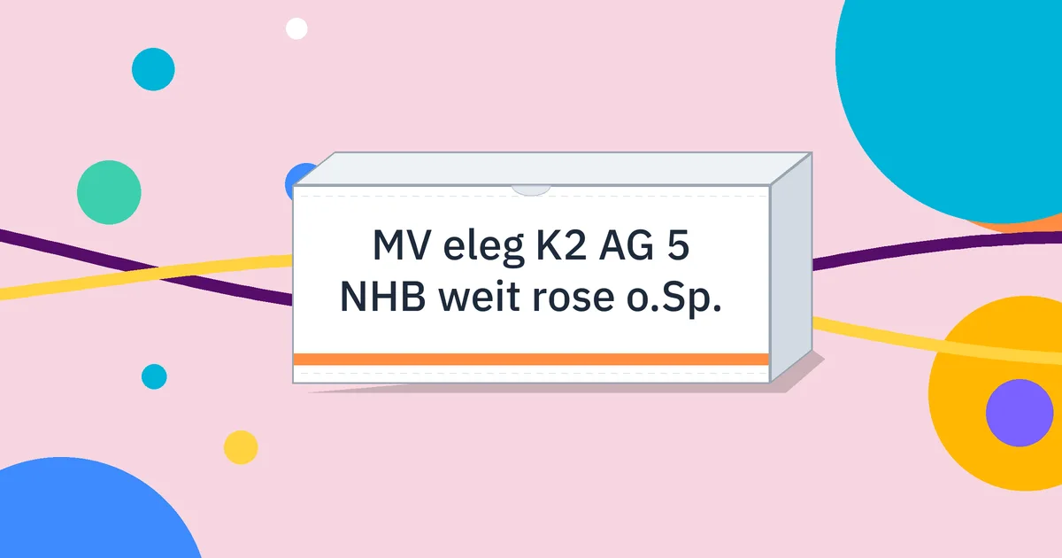 Symbolbild: Packung mit der Aufschrift MV eleg K2 AG 5 NHB weit rose o.Sp. (PZN 15728486) – Verfügbarkeit und Bezug in Apotheken in Frankfurt am Main