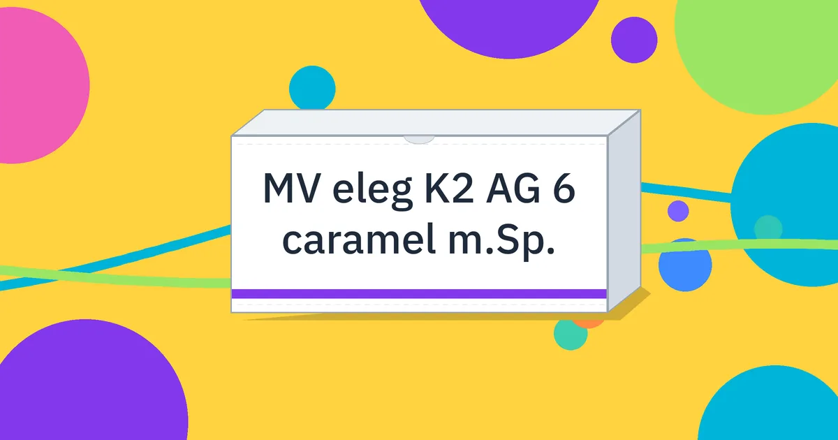 Symbolbild: Packung mit der Aufschrift MV eleg K2 AG 6 caramel m.Sp. (PZN 00531654) – Verfügbarkeit und Bezug in Apotheken in Frankfurt am Main