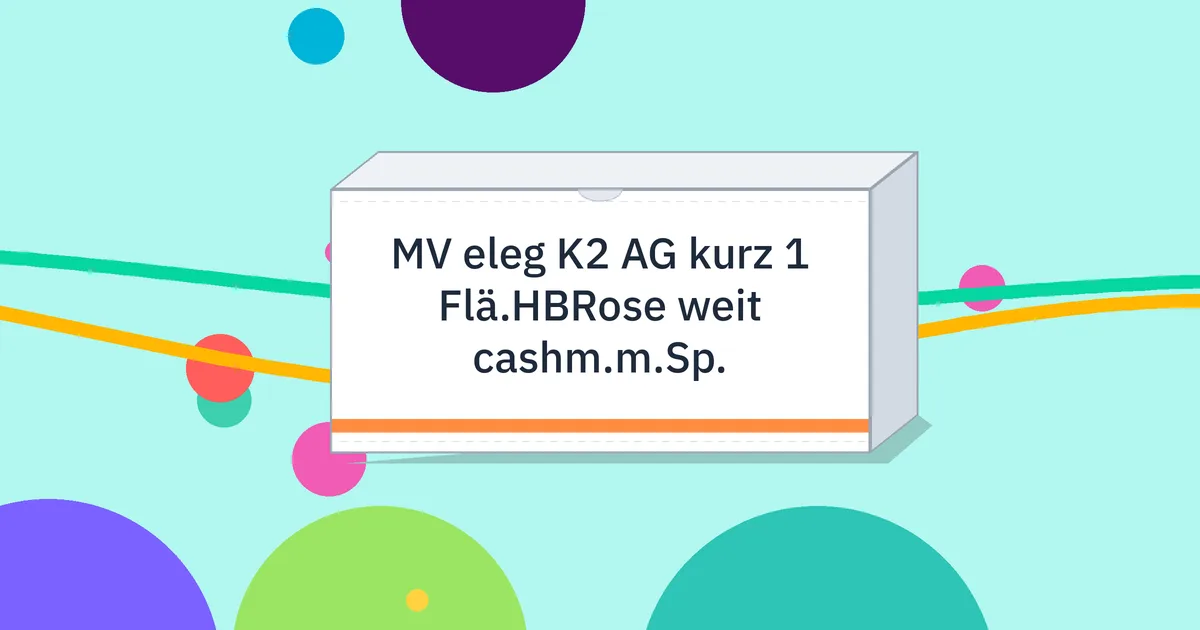 Symbolbild: Packung mit der Aufschrift MV eleg K2 AG kurz 1 Flä.HBRose weit cashm.m.Sp. (PZN 15705597) – Verfügbarkeit und Bezug in Apotheken in Frankfurt am Main