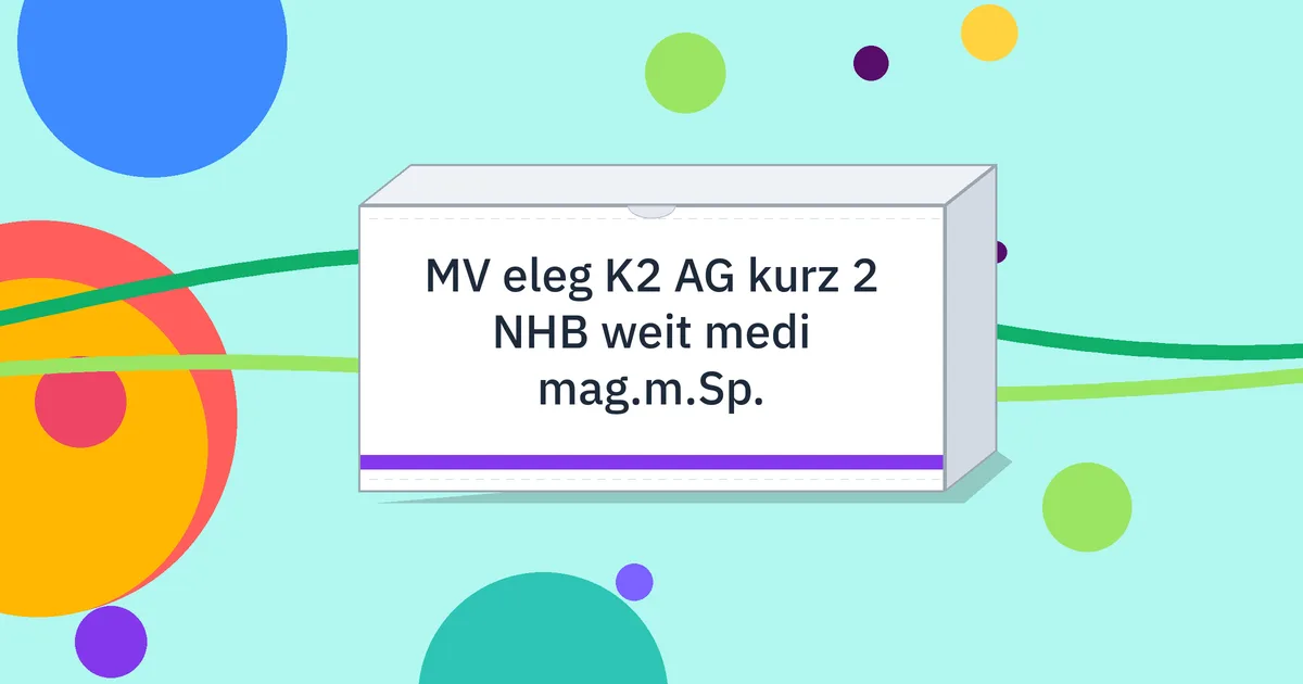 Symbolbild: Packung mit der Aufschrift MV eleg K2 AG kurz 2 NHB weit medi mag.m.Sp. (PZN 15714627) – Verfügbarkeit und Bezug in Apotheken in Frankfurt am Main