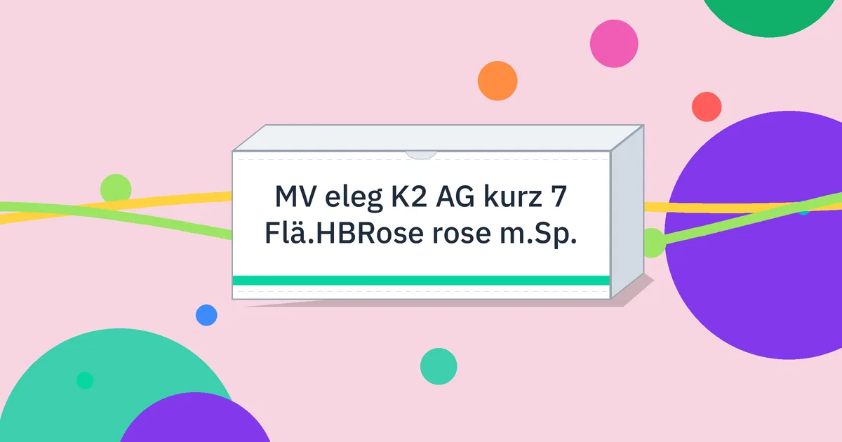 Symbolbild: Packung mit der Aufschrift MV eleg K2 AG kurz 7 Flä.HBRose rose m.Sp. (PZN 15703983) – Verfügbarkeit und Bezug in Apotheken in Frankfurt am Main