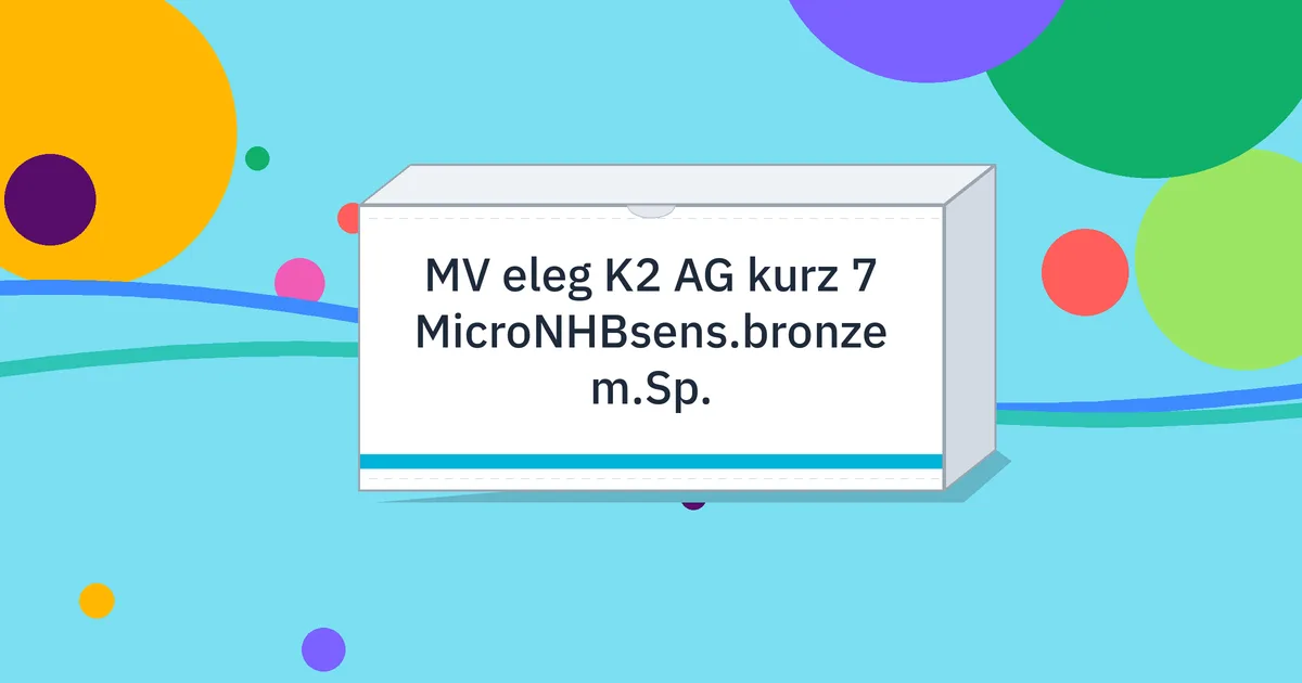 Symbolbild: Packung mit der Aufschrift MV eleg K2 AG kurz 7 MicroNHBsens.bronze m.Sp. (PZN 15710078) – Verfügbarkeit und Bezug in Apotheken in Frankfurt am Main